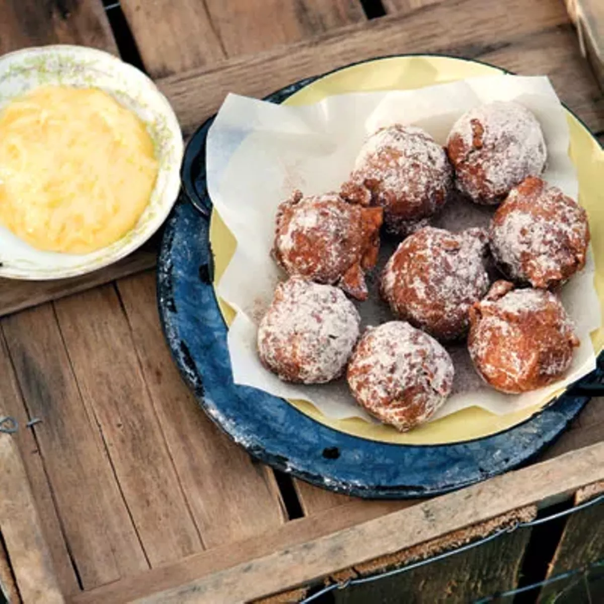 Kelly English's Apple Fritters with lemon curd